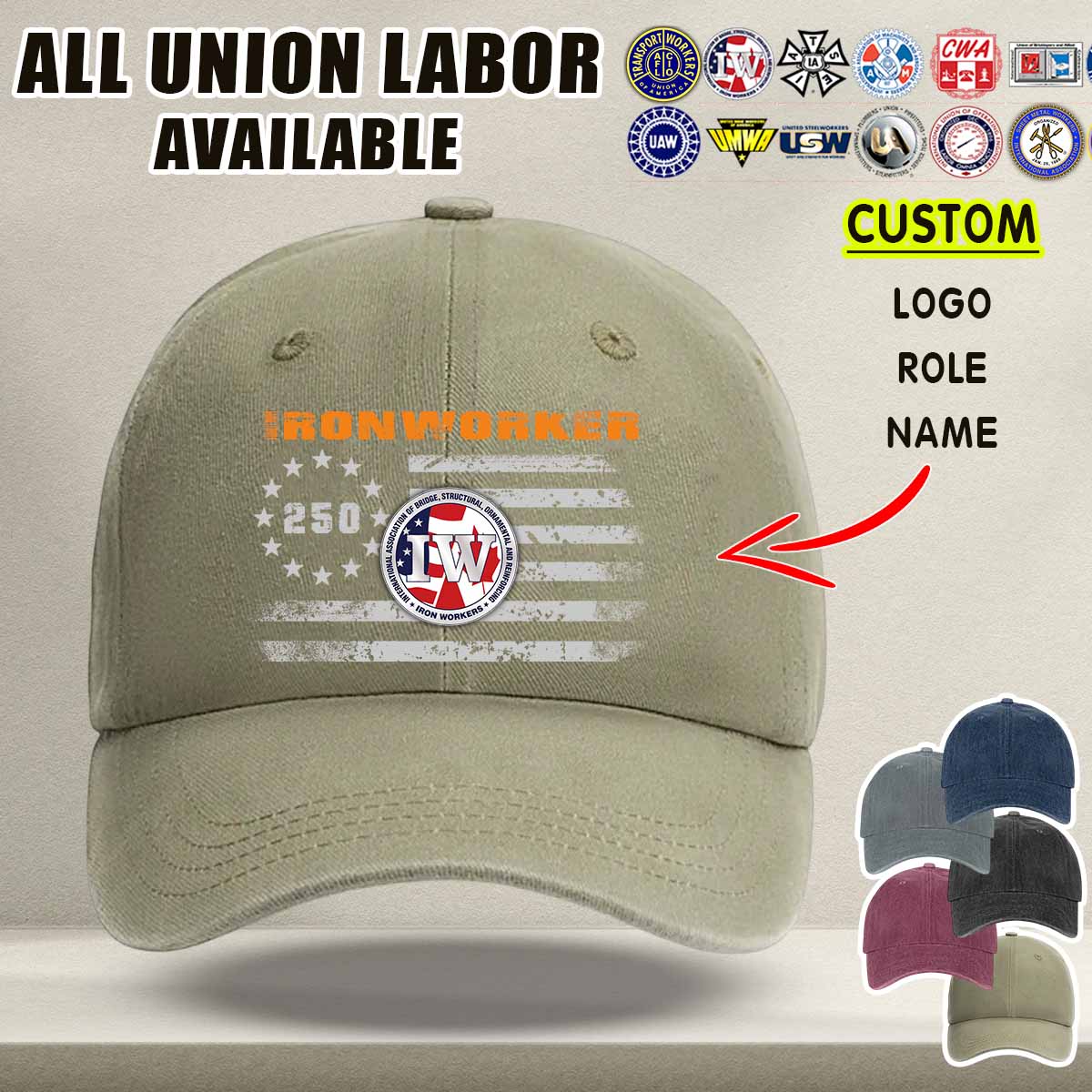 Custom Union Labor_250 Years of American Ver 2 Washed Denim Baseball ...